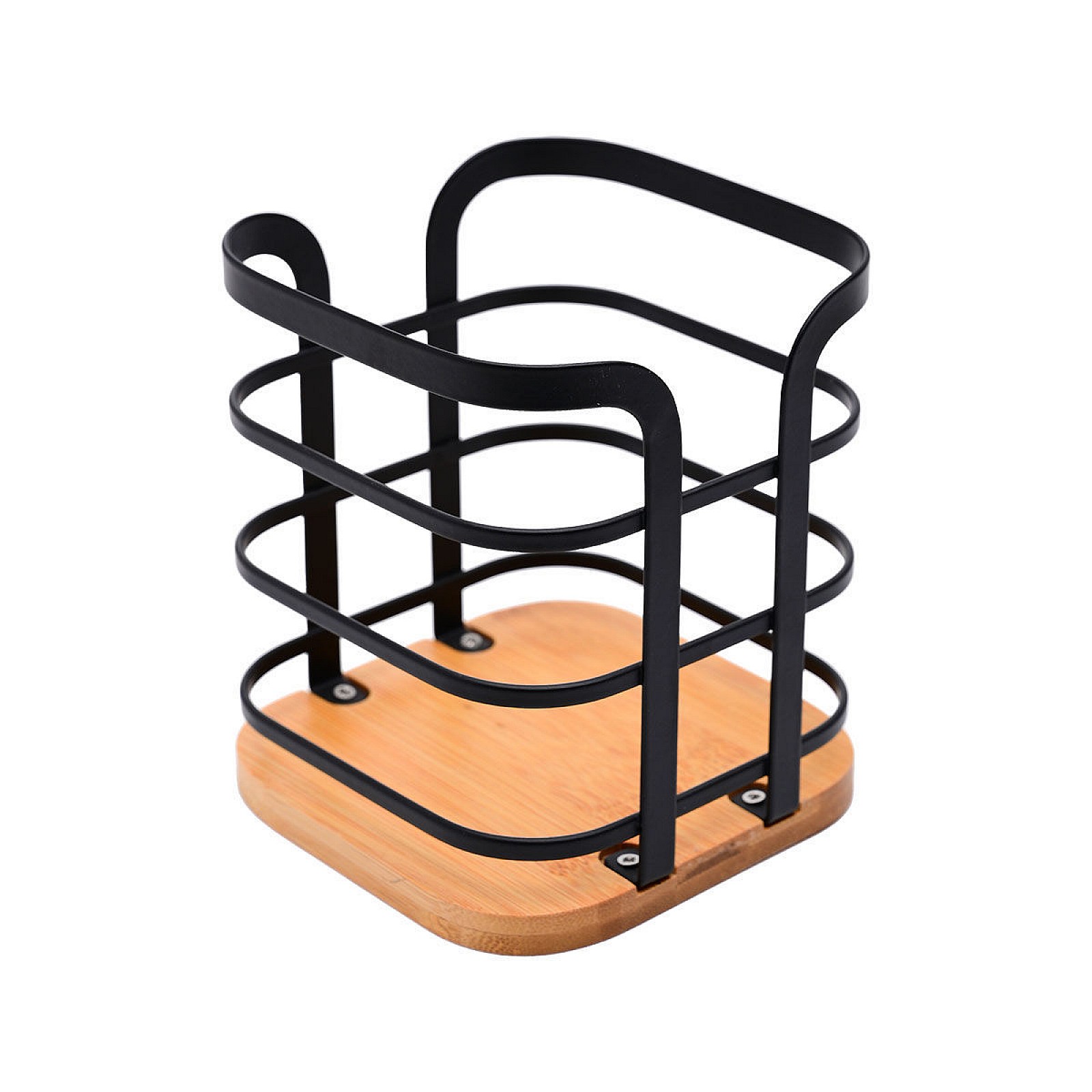 Estia ΘΗΚΗ ΓΙΑ ΚΟΥΤΑΛΕΣ Bamboo ΜΕΤΑΛΛΙΚΗ 12x12x14 5cm ΜΑΥΡΗ Estia 01 13219